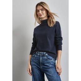 Street One Strickpullover mit hohem Stehkragen night sky blue 46 46 Feinstrickpullover f&uuml;r Damen von Street One