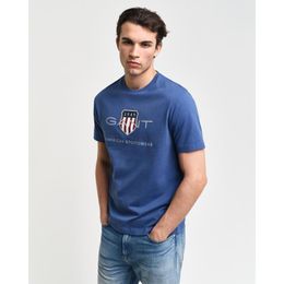 Gant T-Shirt »REG ARCHIVE SHIELD SS T-SHIRT« mit Logodruck auf der Brust VINTAGE BLUE S S Kurzarm und hüftlanger Schnitt bieten eine lässige Passform