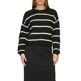 QS Rundhalspullover mit Streifenmuster black/ecru stripes XL XL Pullover von QS