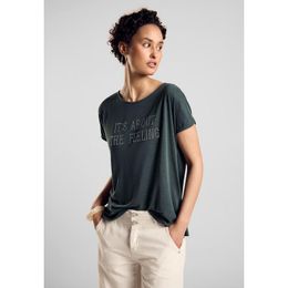 Street One Shirttop mit Schriftzug hunter green 46 46 Leichtes Sommershirt für Damen von Street One