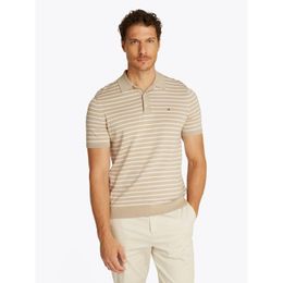 Tommy Hilfiger Poloshirt »ESSENTIAL COTTON KNITTED POLO« Sandalwool / Ivory Petal L L Geringeltes Poloshirt von Tommy Hilfiger