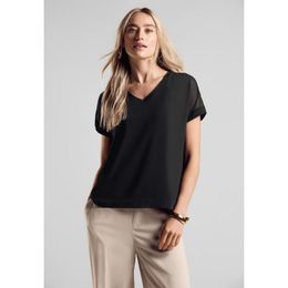 Street One 2-in-1-Top mit Mesh-Detail Black 40 40 2-in-1 Chiffon T-Shirt von Street One