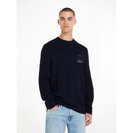 Tommy Jeans Strickpullover »TJM REG STRCT TONAL FLAG SWEATER« mit Markenlabel auf der Brust Dark Night Navy XL XL Pullover von Tommy Jeans