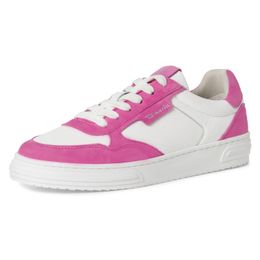 Tamaris Sneaker mit praktischem Wechselfußbett, Freizeitschuh, Halbschuh, Schnürschuh pink-weiß 37 37 Modischer Sneaker mit 3-cm-Plateausohle
