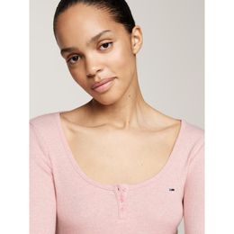 Tommy Jeans Langarmshirt &raquo;TJW MELANGE HENLEY LS EXT&laquo;, in melierter Optik, mit Logostickerei ballet pink S (36) S (36) Figurbetonter Schnitt, der...