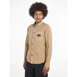 Calvin Klein Jeans Langarmhemd »REGULAR SHIRT« mit Logopatch Travertine M - N-Gr N-Gr M Hemd von Calvin Klein Jeans Menswear