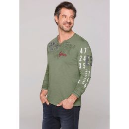 CAMP DAVID Langarmshirt mit offenen Kanten sage green L L Langarmshirt von CAMP DAVID
