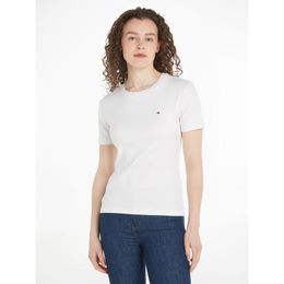 Tommy Hilfiger Stehkragenshirt &raquo;NEW CODY SLIM CROP MOCK-NK&laquo; mit Logostickerei Ecru M (38) M (38) Kurzarm Shirt von Tommy Hilfiger