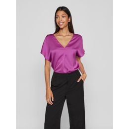 Vila V-Shirt &raquo;VIELLETTE V-NECK S/S SATIN TOP - NOOS&laquo; Cattleya Orchid 38M 38M Kurzarm-Design, perfekt f&uuml;r Sommer oder als Layering-Basis in k&uuml;hleren...