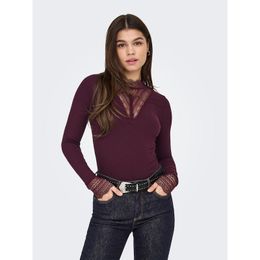 Only Spitzenshirt »ONLTILDE L/S HIGH NECK LACE TOP JRS« Winetasting M (38) M (38) Langarm-Design mit Spitzenapplikationen, perfekt für jede Jahreszeit