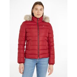 Tommy Jeans Daunenjacke »BASIC HOODED DOWN JACKET« mit Kapuze mit Fellimitat an der Kapuze & Logo-Flag Rouge L (40) L (40) Daunenjacke von Tommy Jeans