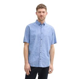 Tom Tailor Kurzarmhemd aus sommerlichem Leinen-Mix mid blue dot design XL - N-Gr N-Gr XL Hemd mit Minimal-Dessin von Tom Tailor