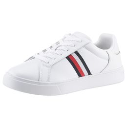 Tommy Hilfiger Sneaker »ESSENTIAL COURT SNEAKER STRIPES«, Freizeitschuh, Halbschuh, Schnürschuh mit gepolstertem Schaftrand weiß 38 38 Zeitloser...