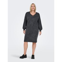 Only CARMAKOMA Strickkleid »CARMANIFESTA LS V-NECK DRESS KNT BF« mit Spitze am Ausschnitt Dark Grey Melange Detail:Black Lace XL - N-Gr N-Gr XL...