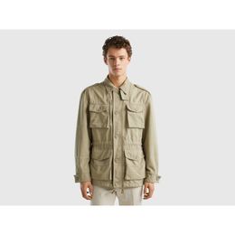 United Colors Of Benetton Outdoorjacke ohne Kapuze mit Markenlabel beige M M Jacke von Benetton