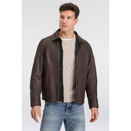 BOSS Orange Lederjacke »Jericho« Markenlabel auf dem Arm Open Brown241 46