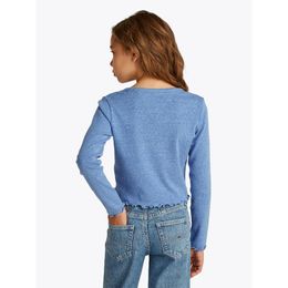 Tommy Hilfiger M&auml;dchen Langarmshirt &raquo;SLUB KNIT TOP LS&laquo; mit gewelltem Saum blau 80
