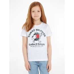 Tommy Hilfiger M&auml;dchen T-Shirt &raquo;TOMMY BAGELS TEE S/S&laquo; mit gro&szlig;em Druck wei&szlig; 74