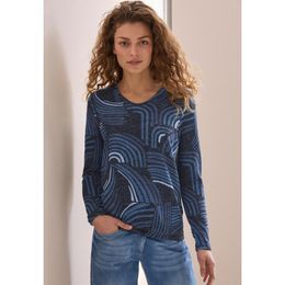 Cecil Langarmshirt mit All-Over Print universal blue melange XS (36) XS (36) Langarmshirt von Cecil