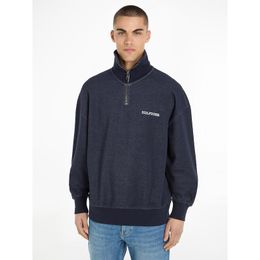 Tommy Hilfiger Sweatshirt &raquo;MONOTYPE HONEYCOMB 1/4 ZIP&laquo;, Flag-Stickerei am Rei&szlig;verschluss und R&uuml;cken Desert Sky XXL XXL Sweatshirt von Tommy...