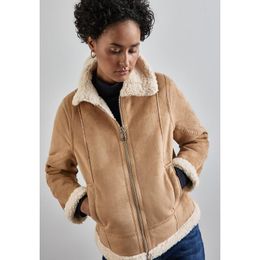 Street One Kurzjacke ohne Kapuze im Velour-Look und mit Teddyfell rich sand 34 34 Kurze Jacke für Damen von Street One