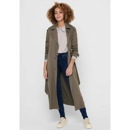 Only Damen Only Trenchcoat &raquo;ONLLINE X-LONG TRENCHCOAT OTW NOOS&laquo; mit Bindeg&uuml;rtel an der Taille - 2 Seitentaschen braun L (40)