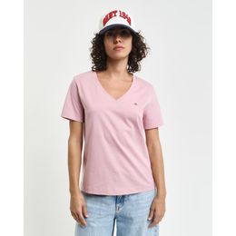 Gant T-Shirt &raquo;REG SHIELD KA V-NECK T-SHIRT&laquo; mit einer kleinen Logostickerei auf der Brust dusty pink XXL XXL Kurzarm, ideal f&uuml;r Sommer und...