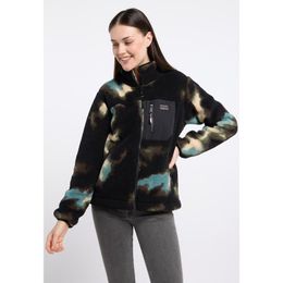 Ragwear Sweatjacke &raquo;ALARIS&laquo; aus kuscheligem Pl&uuml;sch mit Allover Muster BLACK XL (42) XL (42) Vegan, von PETA verifizierte Pl&uuml;schjacke von Ragwear