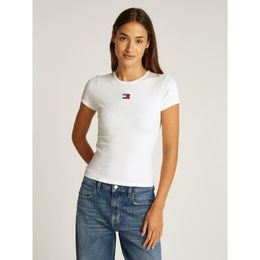 Tommy Jeans T-Shirt »TJW SLIM BADGE RIB TEE« mit gerippter Struktur Ecru S (36) S (36) T-Shirt mit Logo-Badge von Tommy Jeans