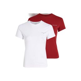 Tommy Jeans T-Shirt »Tjw 2Pack Slim Linear Tee« Packung, 2er-Pack, mit Logoschriftzug, in Unifarbe regatta red / white S (36) S (36) Kurzarm und...