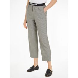 Tommy Hilfiger Webhose &raquo;SLIM STRAIGHT LOGO PANT&laquo; mit Logoschriftzug wei&szlig; kariert 36 - N-Gr N-Gr 36 Slim Straight-fit Hose von Tommy Hilfiger...