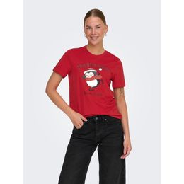 Only Kurzarmshirt »ONLKITA LIFE REG S/S TOP BOX XMAS JRS« Urban Red Print:Christmas penguin M (38) M (38) Bedruckte Optik, perfekt für...
