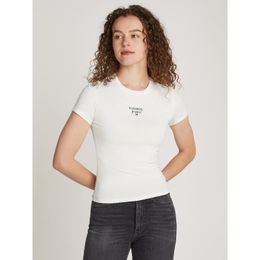 Tommy Jeans T-Shirt »TJW SLIM ESSENTIAL LOGO1 TEE EXT« mit Logo ancient white L (40) L (40) Kurzarm und figurbetonter SLIM Fit Schnitt für eine...