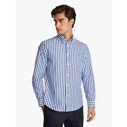 Tommy Hilfiger Langarmhemd »FLEX POPLIN BOLD STRIPE RF SHIRT« Mit Rundhalsausschnitt Wedge Blue / Optic White L - N-Gr N-Gr L Businesshemd von...