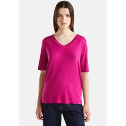 United Colors Of Benetton Damen United Colors Of Benetton T-Shirt mit V-Ausschnitt pink M (38)