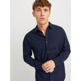 Jack & Jones JACK & JONES Langarmhemd »JJESUMMER LINEN BLEND SHIRT LS SN« navy blazer XL - N-Gr N-Gr XL Langarmhemd von Jack & Jones