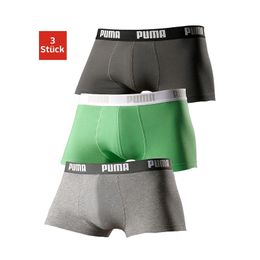 Puma Hipster Packung, 3er-Pack, mit Logoschriftzug auf breitem Bund grün, grau-meliert, grau M M Herrenunterhose von Puma