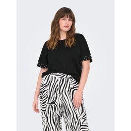 Only CARMAKOMA Kurzarmshirt &raquo;CAROLIVIA S/S LOOSE O-NECK TOP JRS&laquo; mit Zierperlen Black Detail:w. Pearls on sleeve M (46/48) M (46/48) Shirt von Only...