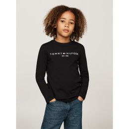 Tommy Hilfiger Langarmshirt &raquo;U ESSENTIAL TEE L/S&laquo; mit Logodruck Black 86 86 Unifarben und bedruckt, ideal f&uuml;r vielseitige Outfits