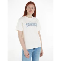 Tommy Jeans T-Shirt »TJW RLX VARSITY LUX TEE« mit Frontprint Ancient_White L (40) L (40) Shirt von Tommy Jeans