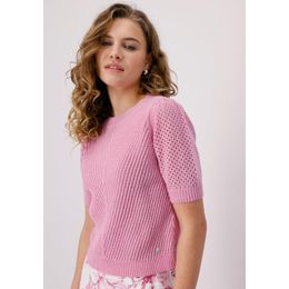 monari Kurzarmpullover aus Ajourstrick bubblegum 40 40 Femininer Pullover aus transparenten Ajourstrick von monari