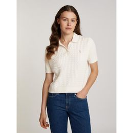 Tommy Hilfiger Polokragenpullover &raquo;CO CABLE POLO SWEATER SS&laquo; mit Zopfmuster Ivory Petal S (36) S (36) Pullover von Tommy Hilfiger