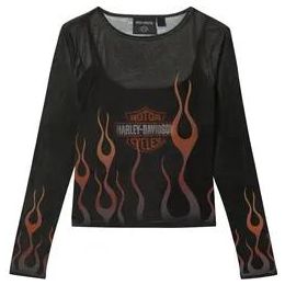 HD Mesh Top Flames for Days Damen Schwarz L