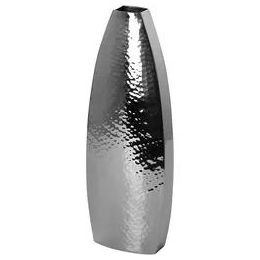 Dekovase Fink "ALETTA", silber (silberfarben), B:11cm H:30cm T:5cm, Edelstahl, Vasen, Vase aus Edelstahl, mit gehämmerter Oberfläche
