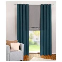 Weckbrodt-Gardinen Vorhang WECKBRODT "Vito" Gr. 1, blau (dunkelpetrol), B:140cm H:245cm, Satin, Polyester, Gardinen, Microvelour, blickdicht, Unifarben, Gardine, Store