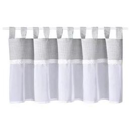 Scheibengardine GERSTER "Bavaria" Gr. 1, grau, B:150cm H:50cm, Polyester, Gardinen, HxB: 50x150, mit Karo-Muster und Spitzenbesatz