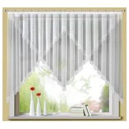 Gardine Stickereien Plauen "Sahra" Gr. 1, wei&szlig;, B:300cm H:125cm, Polyester, Gardinen, Gardine, veredelt mit echter Plauener Spitze Stickerei