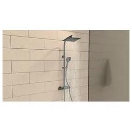 Duschsystem Welltime "Turin", schwarz, H:95cm T:48,5cm, Brausegarnituren, eckiges Überkopfbrauseset mit Thermostat, Kopfbrause mit Regendusche