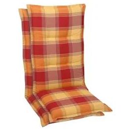 Hochlehnerauflage GO-DE "TOPSELLER", bunt (gelb, rot, terracotta), B:120cm H:7cm T:50cm, Obermaterial: 65% Baumwolle, 35% Polyester, Polsterauflagen, 50 cm x 7 cm x 120 cm