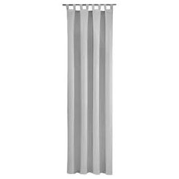 Vorhang GERSTER "Toni" Gr. 1, grau, B:140cm H:235cm, Wirkware, Polyester, Gardinen, HxB: 235x140, Schlaufenschal mit Uniband, verdunkelnd
